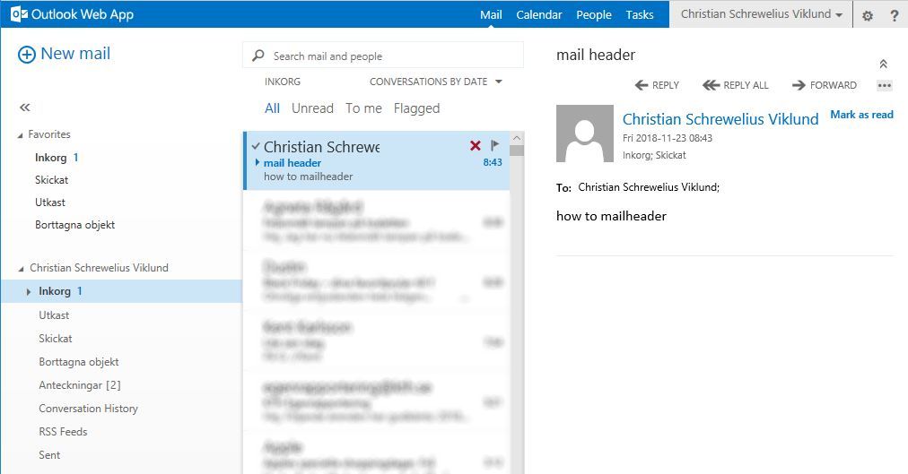 Extract the e-mail header in the webmail | KTH Intranet